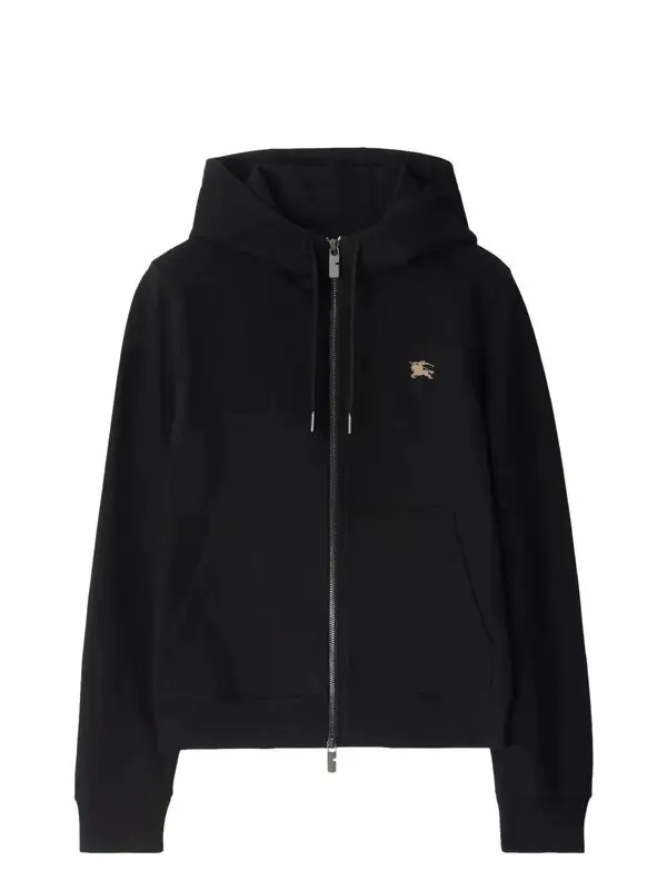 Burberry Knight-stamp Cotton Hoodie - Black