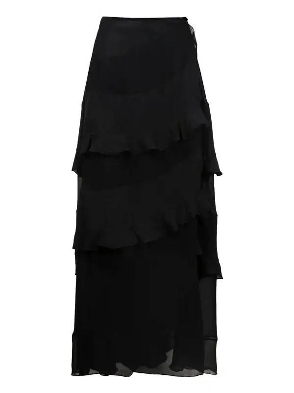 AMIR SLAMA Ruffled-trim Maxi Skirt - Black