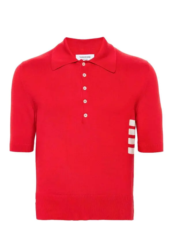 Thom Browne Cotton 4-bar Relaxed Fit Polo - Red