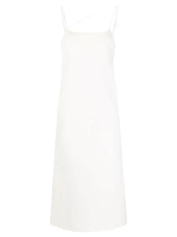 JIL SANDER Feather-trim Slip Dress - Neutrals