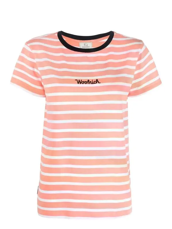 Woolrich Logo-embroidered Striped T-shirt - Pink