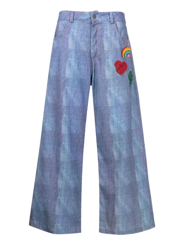 AMIR SLAMA Crochet-patch Culotte Trousers - Blue