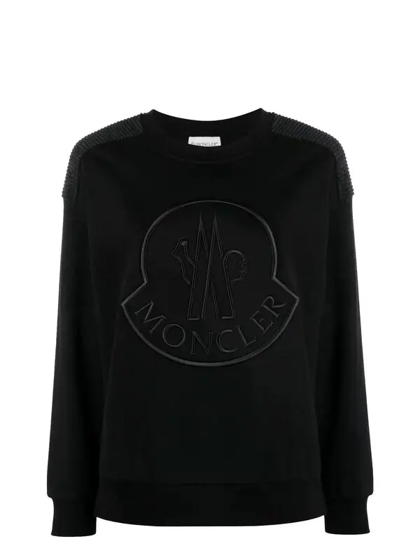 Moncler Logo-embroidered Cotton-blend Sweatshirt - Black