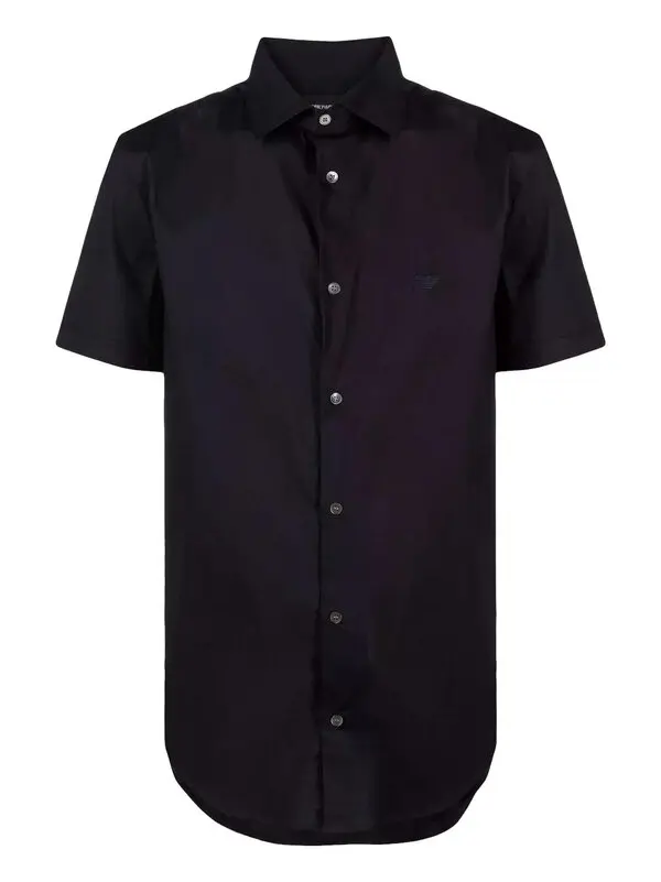 Emporio Armani Logo-embroidered Short-sleeved Shirt - Blue