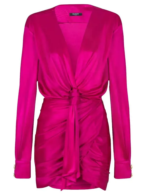 Balmain Draped Jersey Dress - Pink