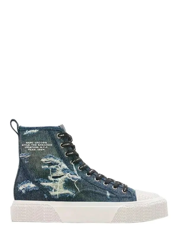 Marc Jacobs Rip And Tear Denim High-top Sneakers - Blue