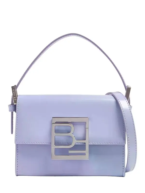 By Far Leather Shoulder Bag With Logo Plaque - Blue