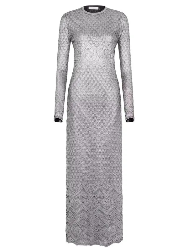 Rabanne Metallic Knitted Maxi Dress - Silver