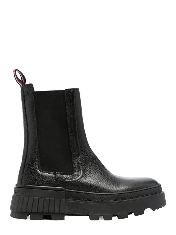Tommy Hilfiger Leather Ankle Boots - Black