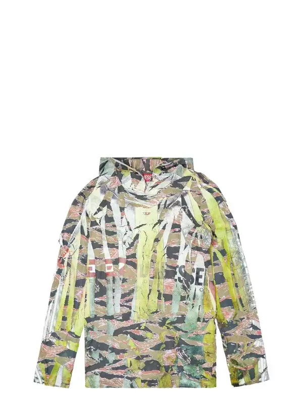 DIESEL® T-gillis Graphic Print Hoodie - Brown