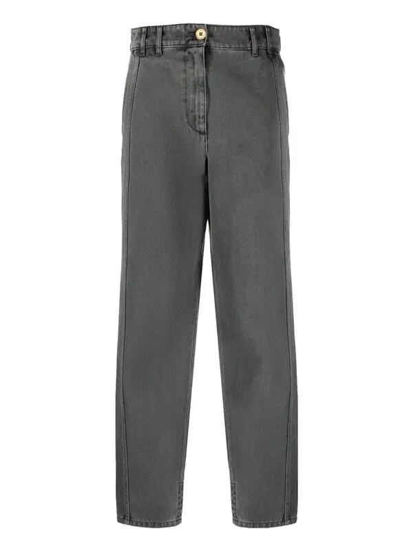 PATOU Embroidered-logo Straight-leg Jeans - Black