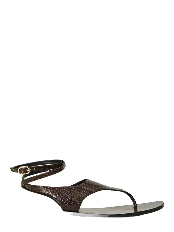 TWINSET Snakeskin-effect Flat Sandals - Brown