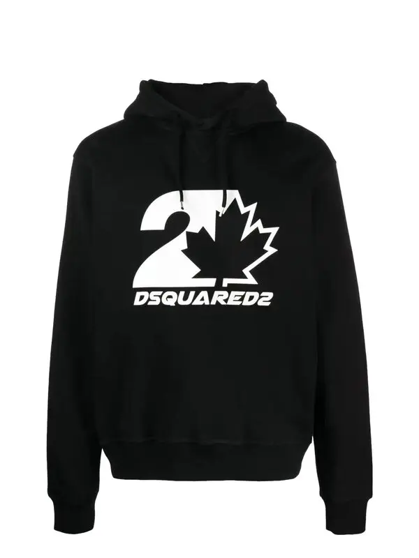 Dsquared2 Logo-print Cotton Drawstring Hoodie - Black
