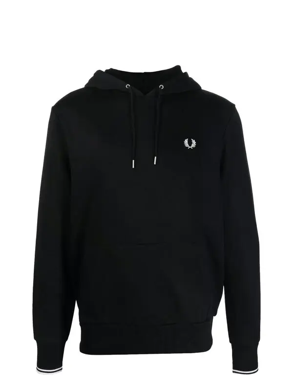 Fred Perry Embroidered Logo Hoodie - Black