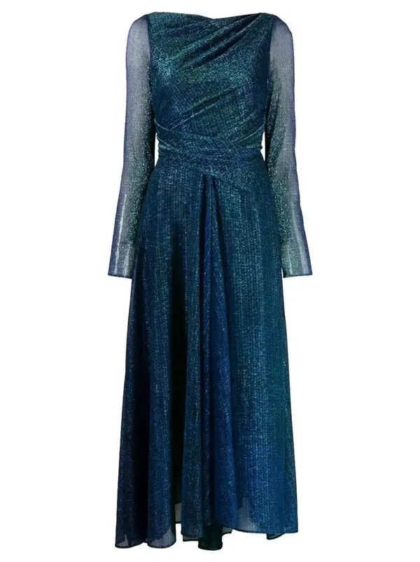 Talbot Runhof Metallic-thread Draped Midi Dress - Blue
