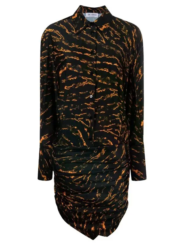 Attico Abstract-patterned Shirt Dress - Black