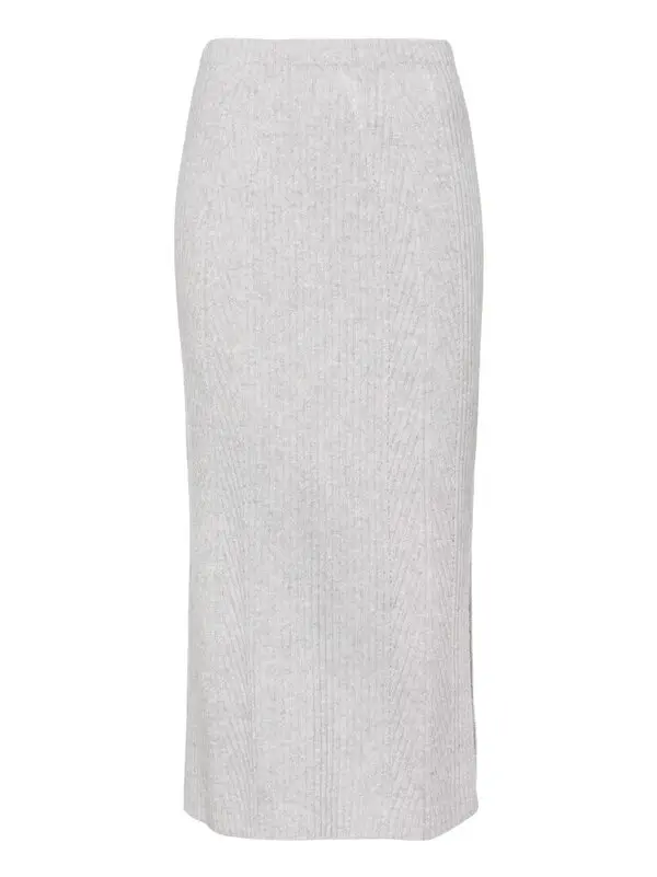 TWINSET Lurex Ribbed-knit Midi Skirt - Grey