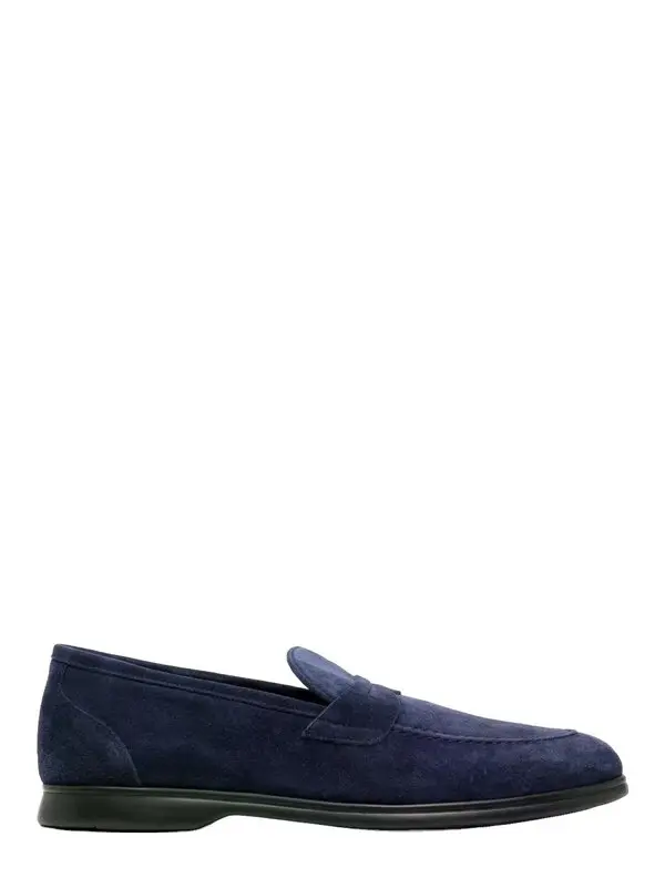 Kiton Tonal-stitching Almond-toe Loafers - Blue