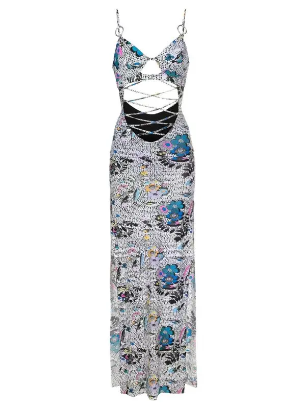 AMIR SLAMA Graphic-print Cut-out Dress - Black