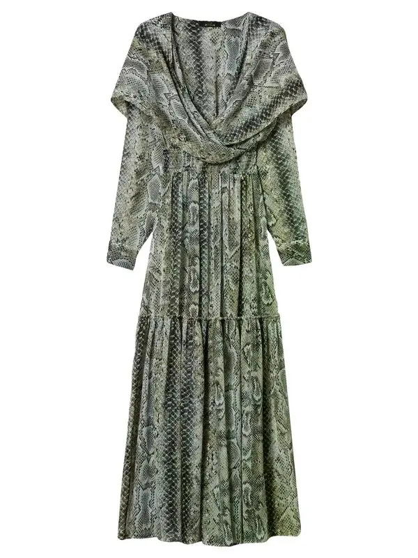 TWINSET Snake-print Creponne Maxi Dress - Grey