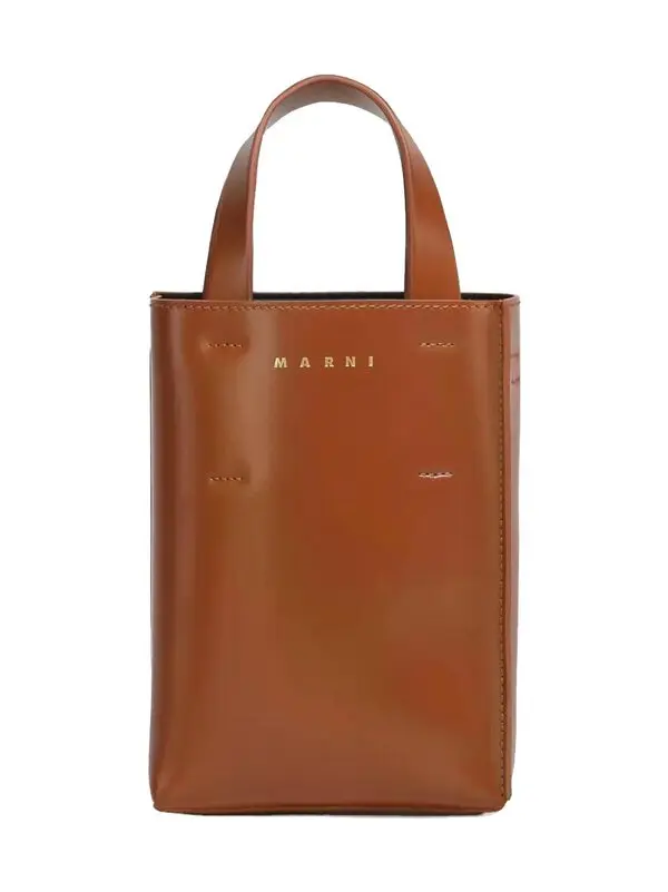 Marni Nano Museo Leather Tote - Brown