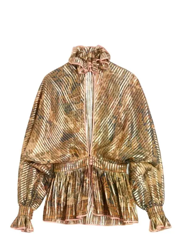 Valentino Garavani Pekin Cashmere Voyage Imaginaire Blouse - Neutrals