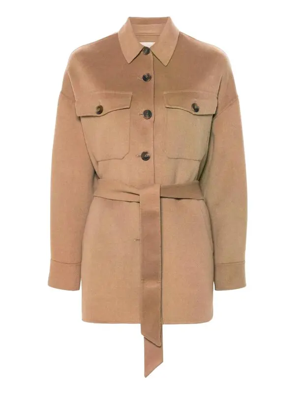 TWINSET Belted Wool-blend Jacket - Brown