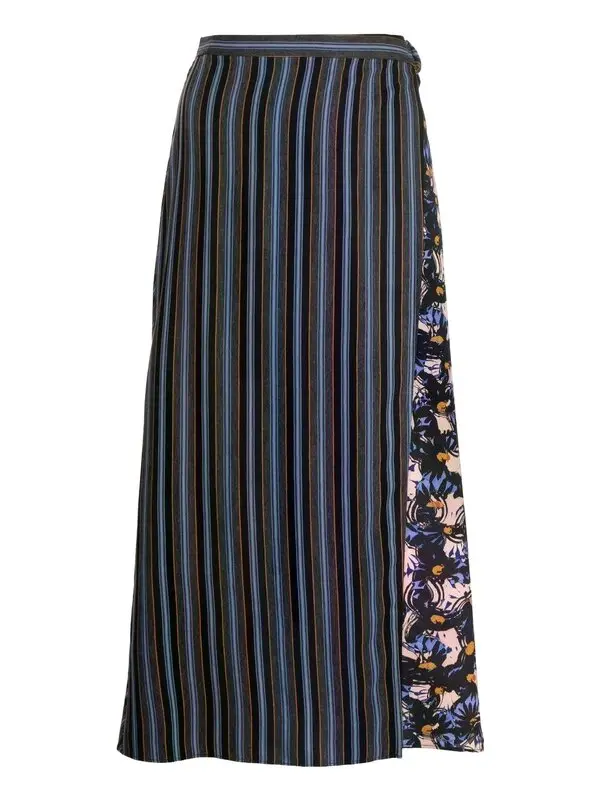 Paul Smith Panelled Stripe-print Midi Skirt - Blue