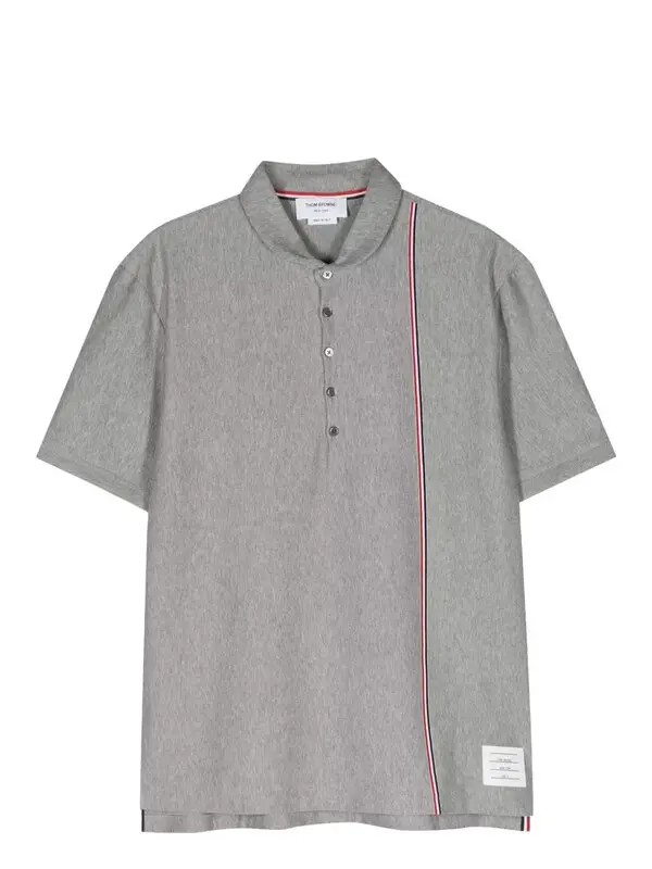 Thom Browne Rwb Stripe Cotton Polo Shirt - Grey