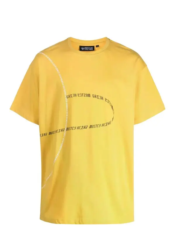 MOSTLY HEARD RARELY SEEN Orbit Slogan-print Cotton T-shirt - Yellow