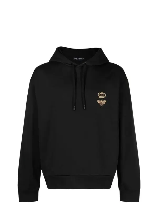 Dolce & Gabbana Embroidered Cotton Hoodie - Black