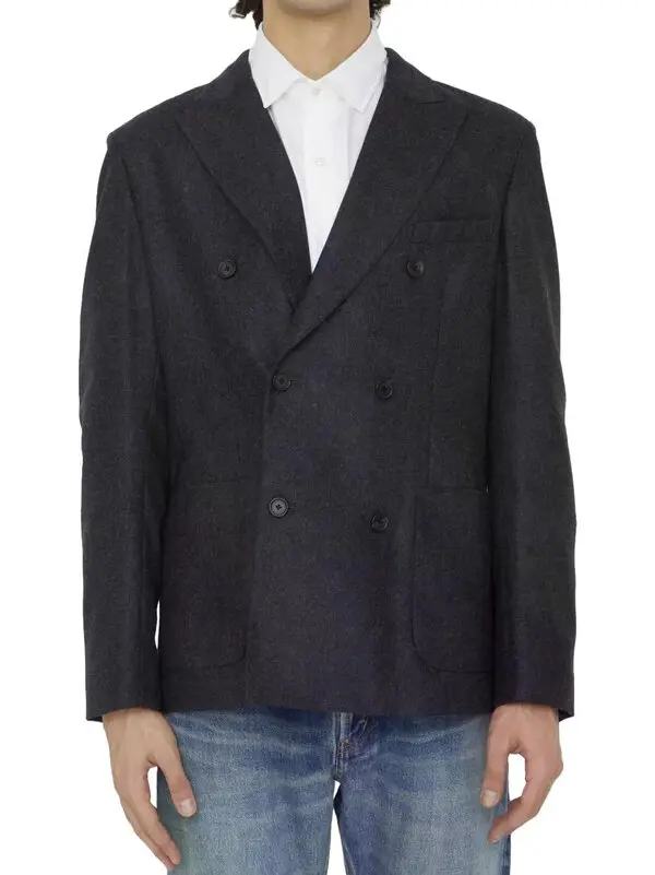 TONELLO Wool Double-breasted Blazer - Grey