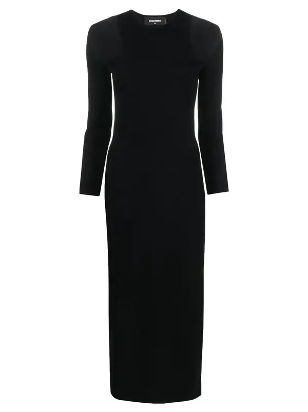 Dsquared2 Ribbed-knit Midi Dress With Cut-out Detailing - Black