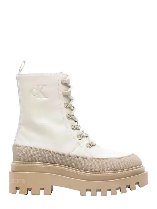 Calvin Klein Logo-debossed Leather Boots - Neutrals