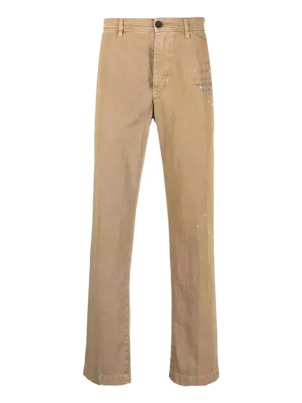 Incotex Text-print Straight-leg Trousers - Neutrals