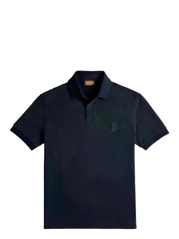TOD'S Embroidered-logo Polo Shirt - Blue