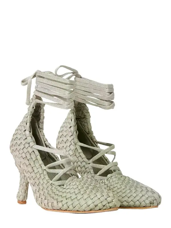 ISA BOULDER Leather Kitten Heel Pumps - Silver