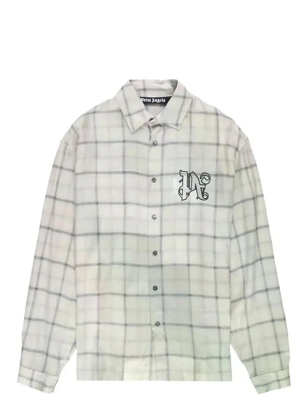 Palm Angels Logo-embroidered Plaid Cotton Shirt - Neutrals