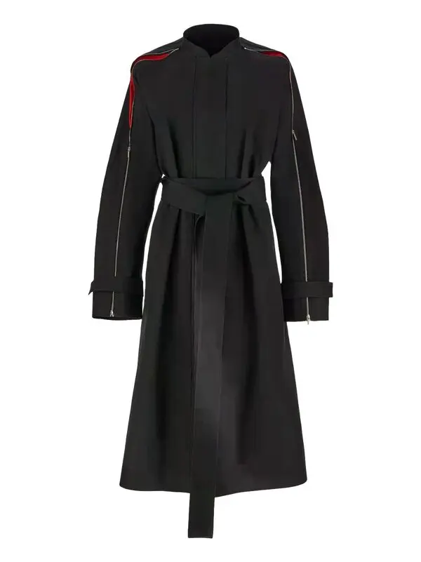 FERRAGAMO Belted Trench Coat With Zip Detailing - Black