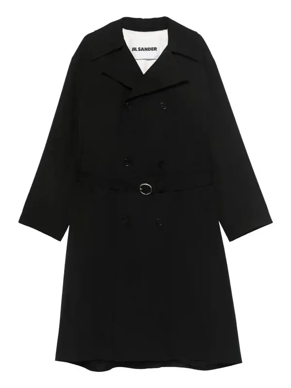 JIL SANDER Belted Double-breasted Coat - Black