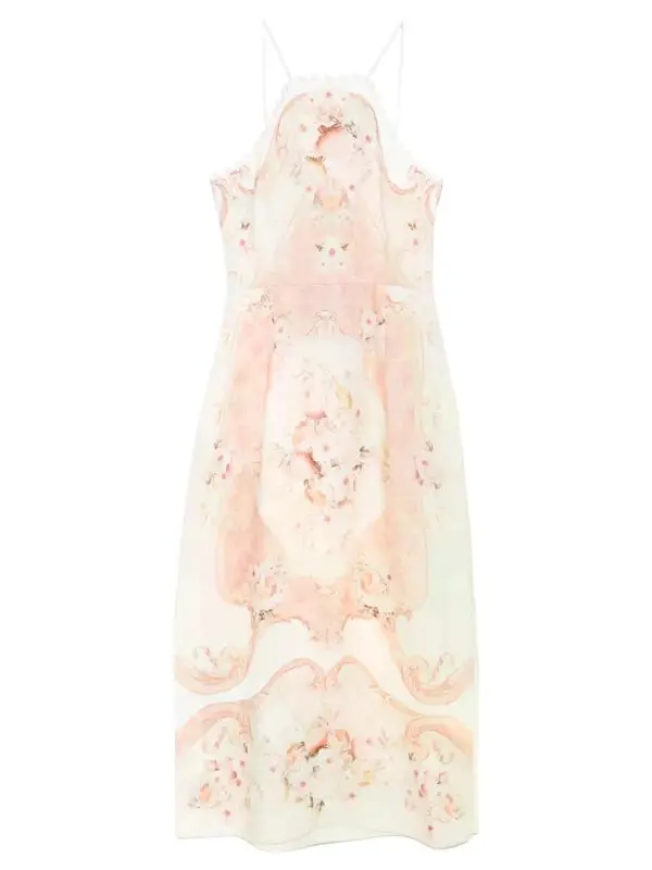 TWINSET Printed Linen Midi Dress - Neutrals