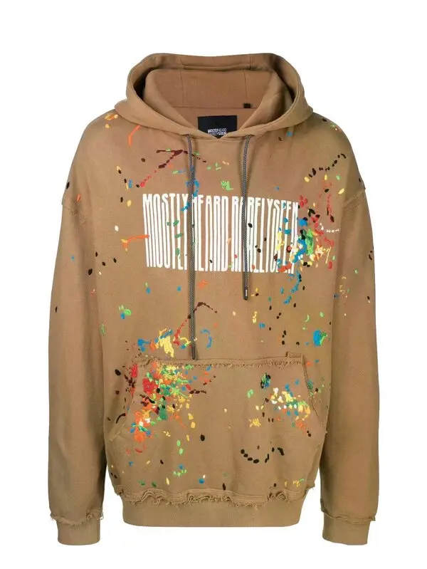 MOSTLY HEARD RARELY SEEN Paint-splatter Logo Hoodie - Brown
