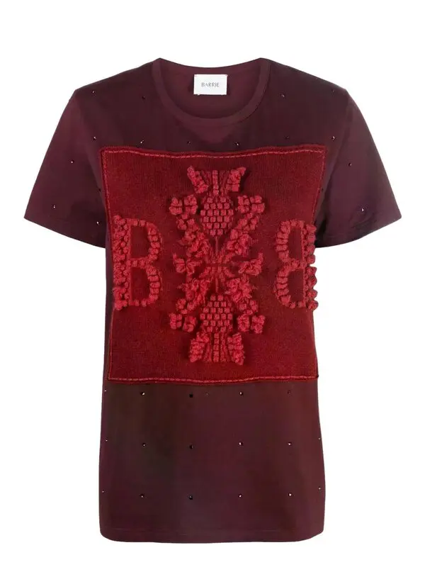 BARRIE Logo-embroidered Embellished T-shirt - Red