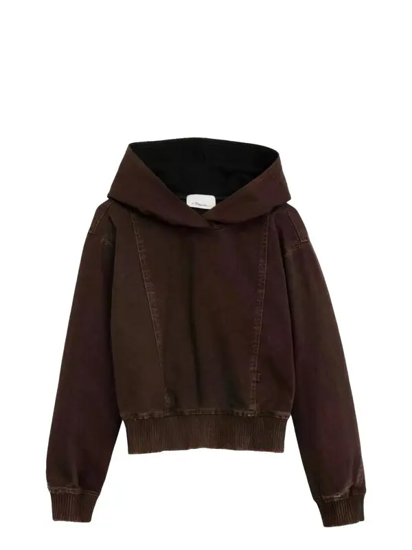 3.1 Phillip Lim Paneled Denim Hoodie - Brown