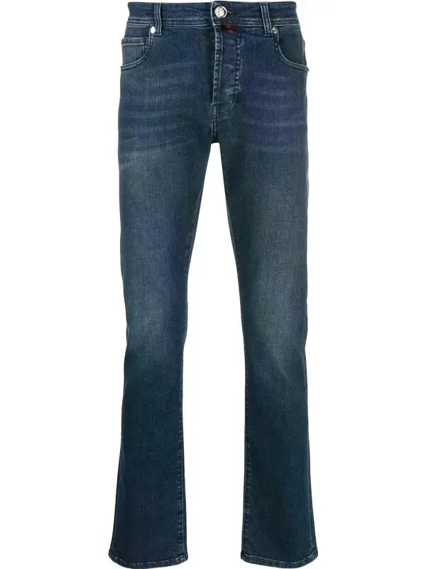 BILLIONAIRE Embroidered Logo Straight-leg Jeans - Blue
