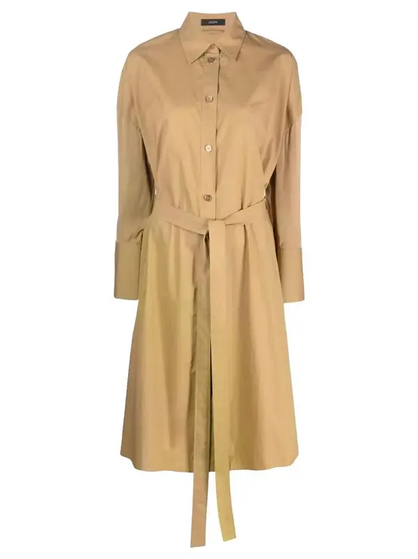 JOSEPH Tied-waist Cotton Shirtdress - Brown