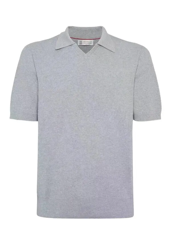 Brunello Cucinelli Ribbed-knit Polo Jumper - Grey