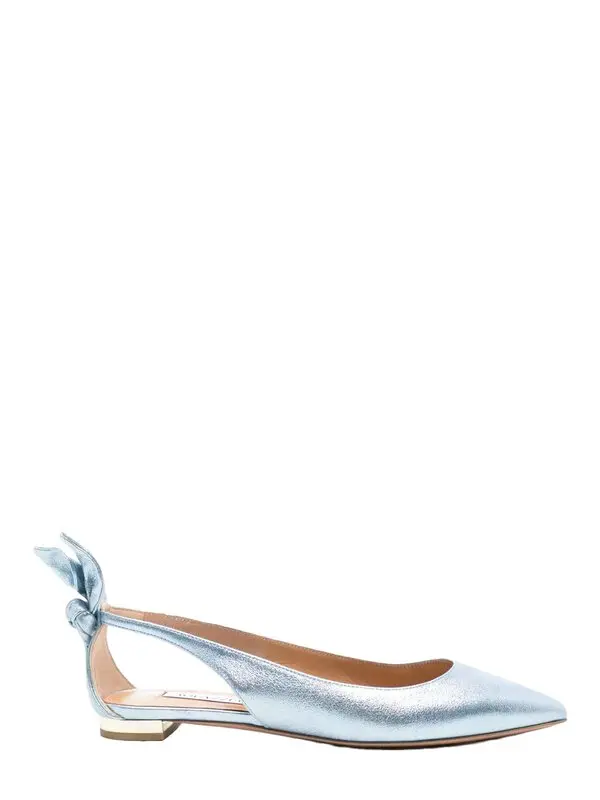AQUAZZURA Bow Tie Leather Ballerinas - Blue