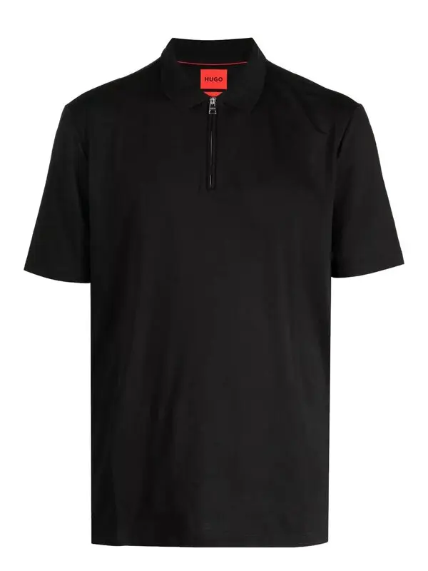 Hugo Half-zip Cotton Blend Polo Shirt - Black