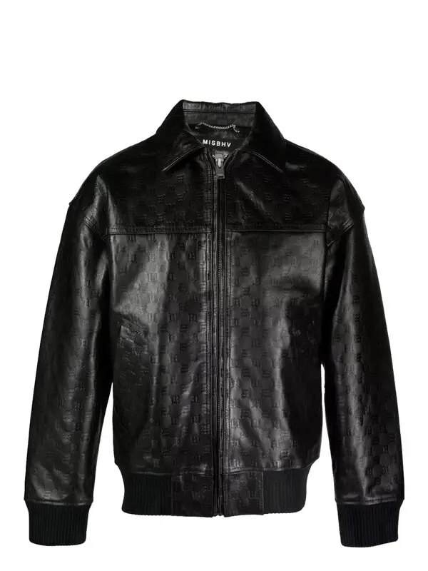 MISBHV Monogram-jacquard Leather Jacket - Black